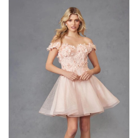 Dresses | Juliet Elegant Pink Floral Offshoulder Dress | Poshmark